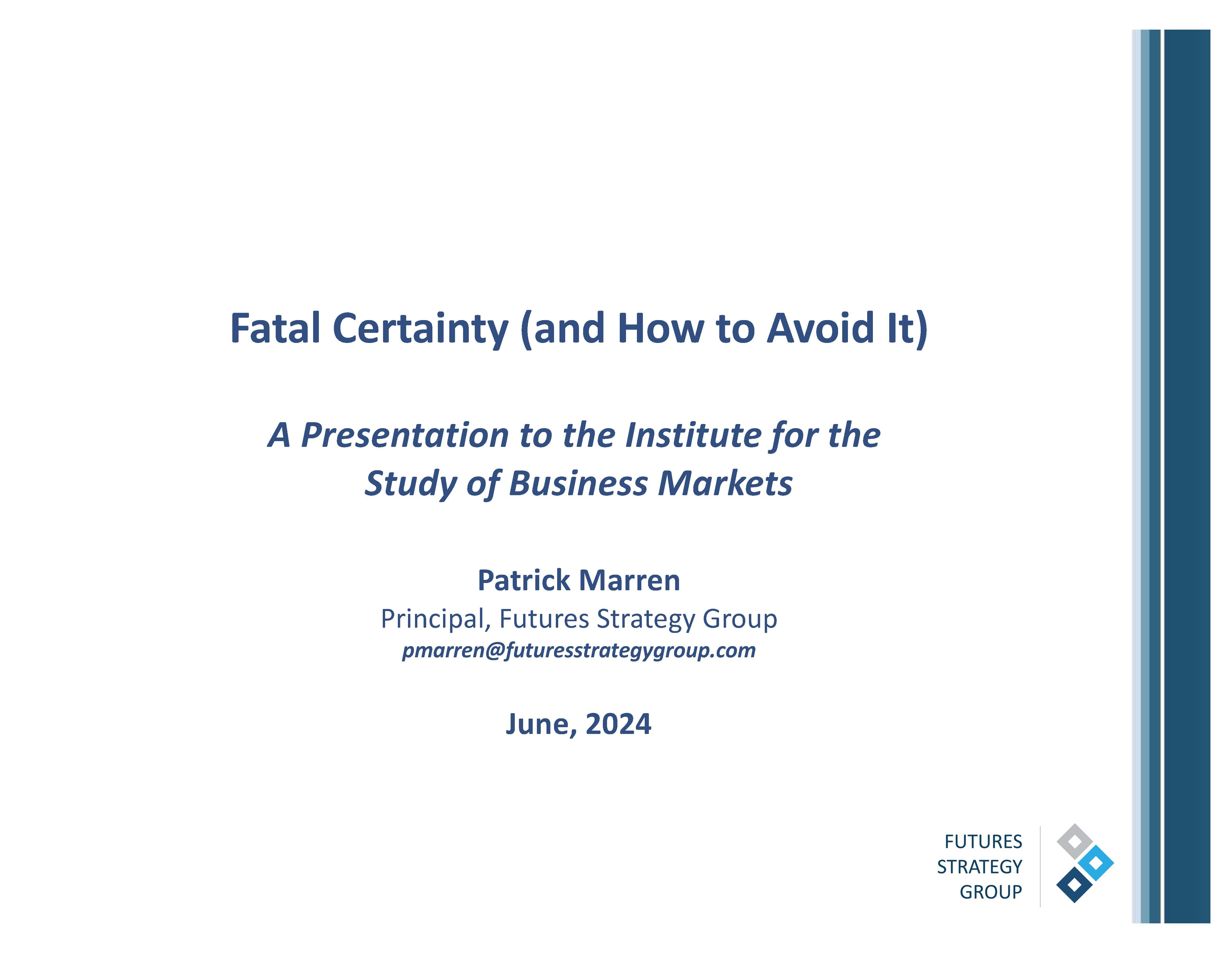 Beyond the Cult of Prediction by Patrick Marren | ISBMB2B